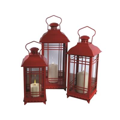 Red Metal Lantern Set, 14", 17" & 20" | Michaels