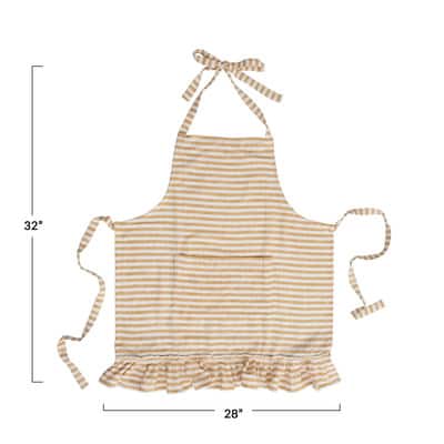 Hello Honey® Yellow Striped Woven Cotton Apron with Ruffle | Michaels