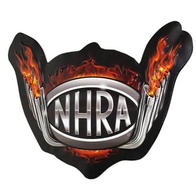 NHRA® Flames Logo Embossed Shaped Metal Wall Sign | Michaels