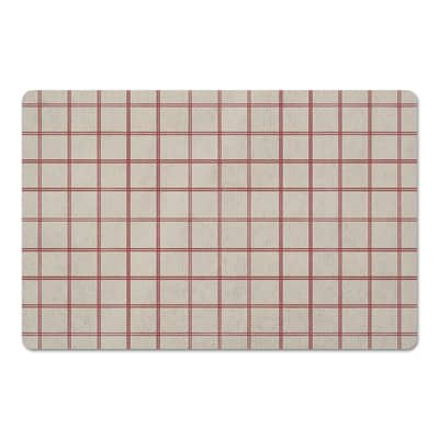 Red & Cream Check Floor Mat | Michaels