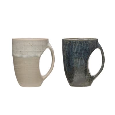 12oz. Glazed Stoneware Mug with Grip Indent Set, 2ct. | Michaels