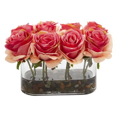5.5" Blooming Roses in Glass Vase | Michaels