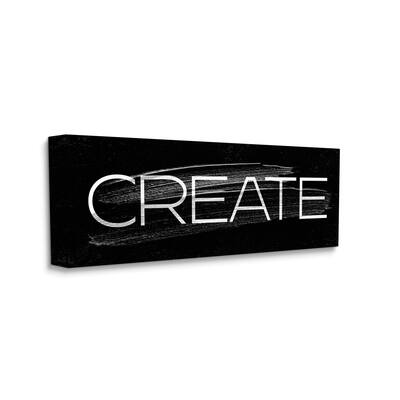 Stupell Industries Create Text Paint Stroke Inspired Black White Canvas ...