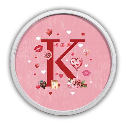 20" Valentine Things White Framed Round Monogram Print | Michaels