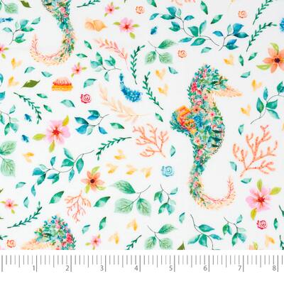 SINGER Floral Seahorse Print Fat Quarter Ringspun Cotton Fabric | Michaels