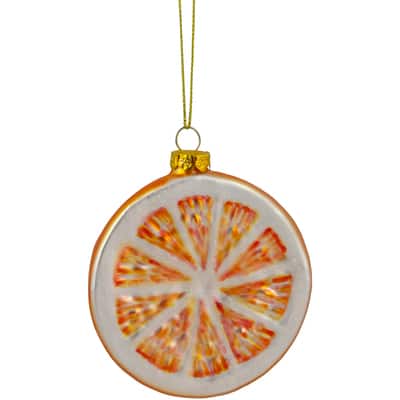 3.5" Glittered Orange Slice Glass Ornament | Michaels
