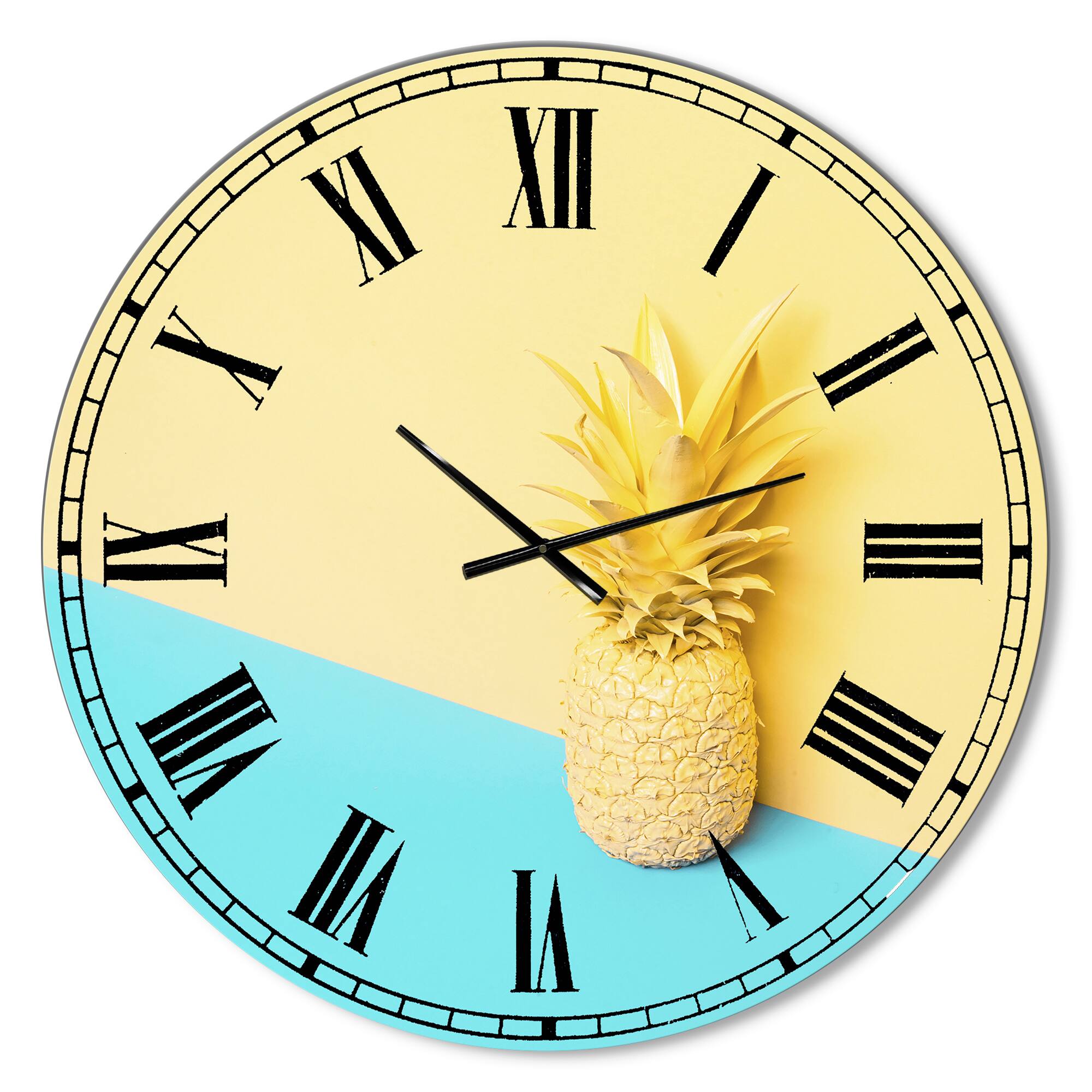 Designart Pink and Blue Pineapple Large Modern Wall Clock | Michaels