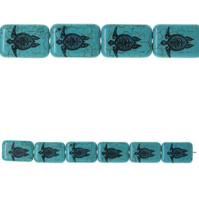 Turquoise Reconstituted Stone Turtle Print Rectangle Beads, 30mm by ...