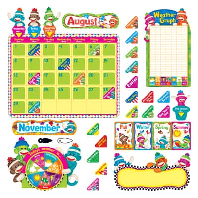 Sock Monkeys Calendar Bulletin Board Set | Michaels
