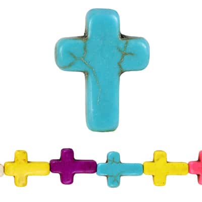 Multicolor Reconstituted Stone Cross Beads, 15mm by Bead Landing ...