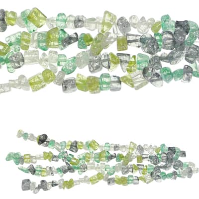 Green Peridot Mix Crackled Glass Chip Beads by Bead Landing™ | Michaels