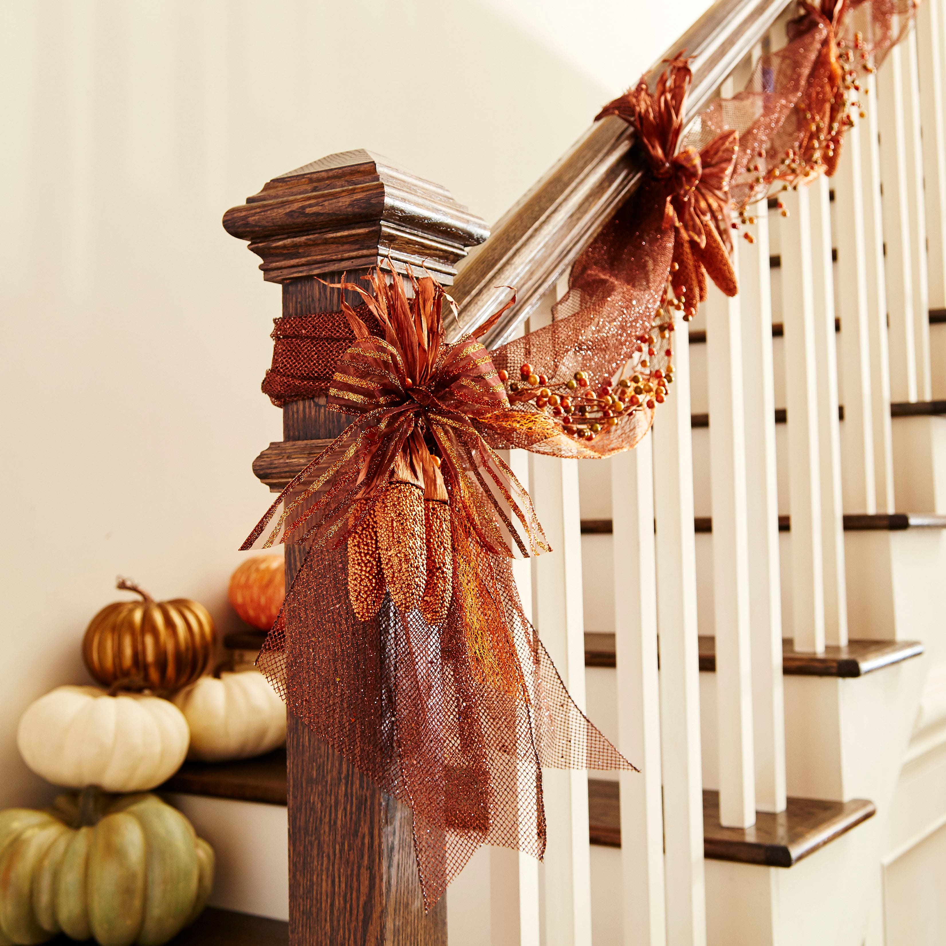 Fall Mesh Banister Swag | Projects | Michaels