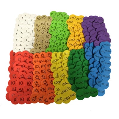 10-Value Decimals to Whole Numbers Place Value Discs Set, Pack of 250 ...