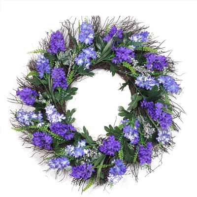 22" Purple Lilac & Heather Spring Floral Wreath | Michaels
