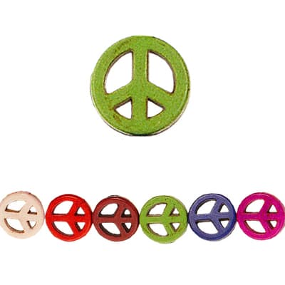 Multicolor Dyed Reconstituted Stone Peace Sign Beads, 15mm by Bead ...
