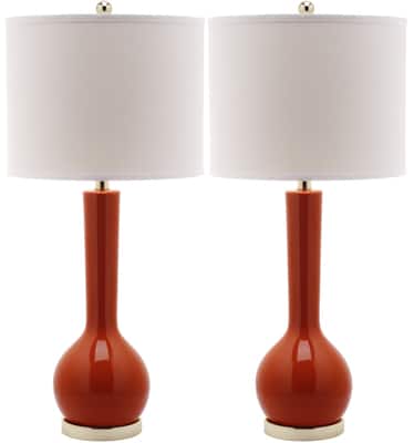 Mae Long Neck Table Lamp Set in Orange | Michaels