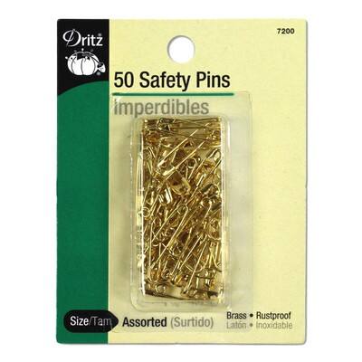 50 Assorted Brass Safety Pins, Size 00/0 | Michaels