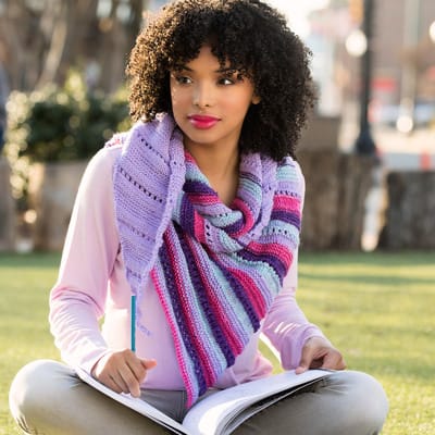 Loops & Threads® Joy DK™ Layered Knit Shawl | Projects | Michaels