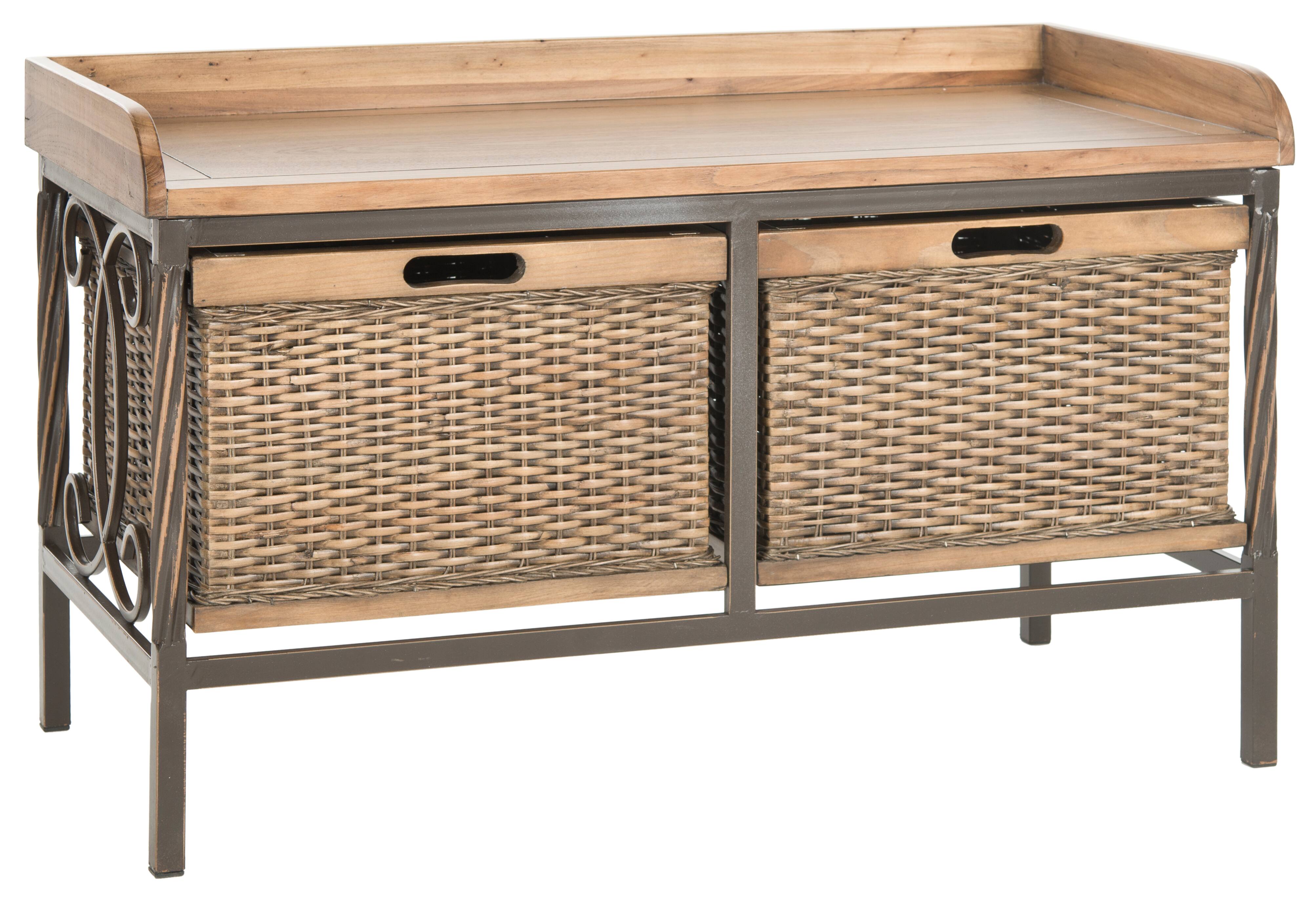 Noah Storage Bench in Antique Pewter/Medium Oak | Michaels