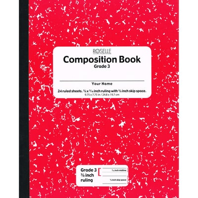 Pacon® Red Marble Grade 3 Soft Cover Composition Book, Pack of 24 ...
