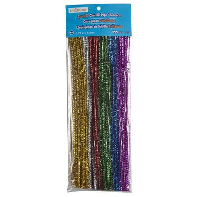 Buy in Bulk - 12 Packs: 100 ct. (1,200 total) Glitter Chenille Pipe ...