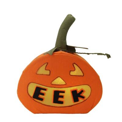 Orange Felt LED Lighted "EEK" Jack-o-Lantern Halloween Pumpkin | Michaels