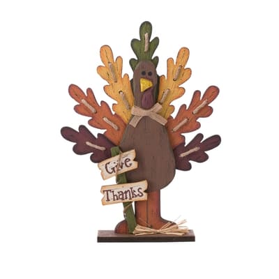 Glitzhome® 'Give Thanks' Turkey Décor | Michaels