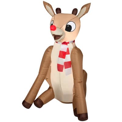 4ft. Airblown® Inflatable Christmas Rudolph with Light Up Nose | Michaels