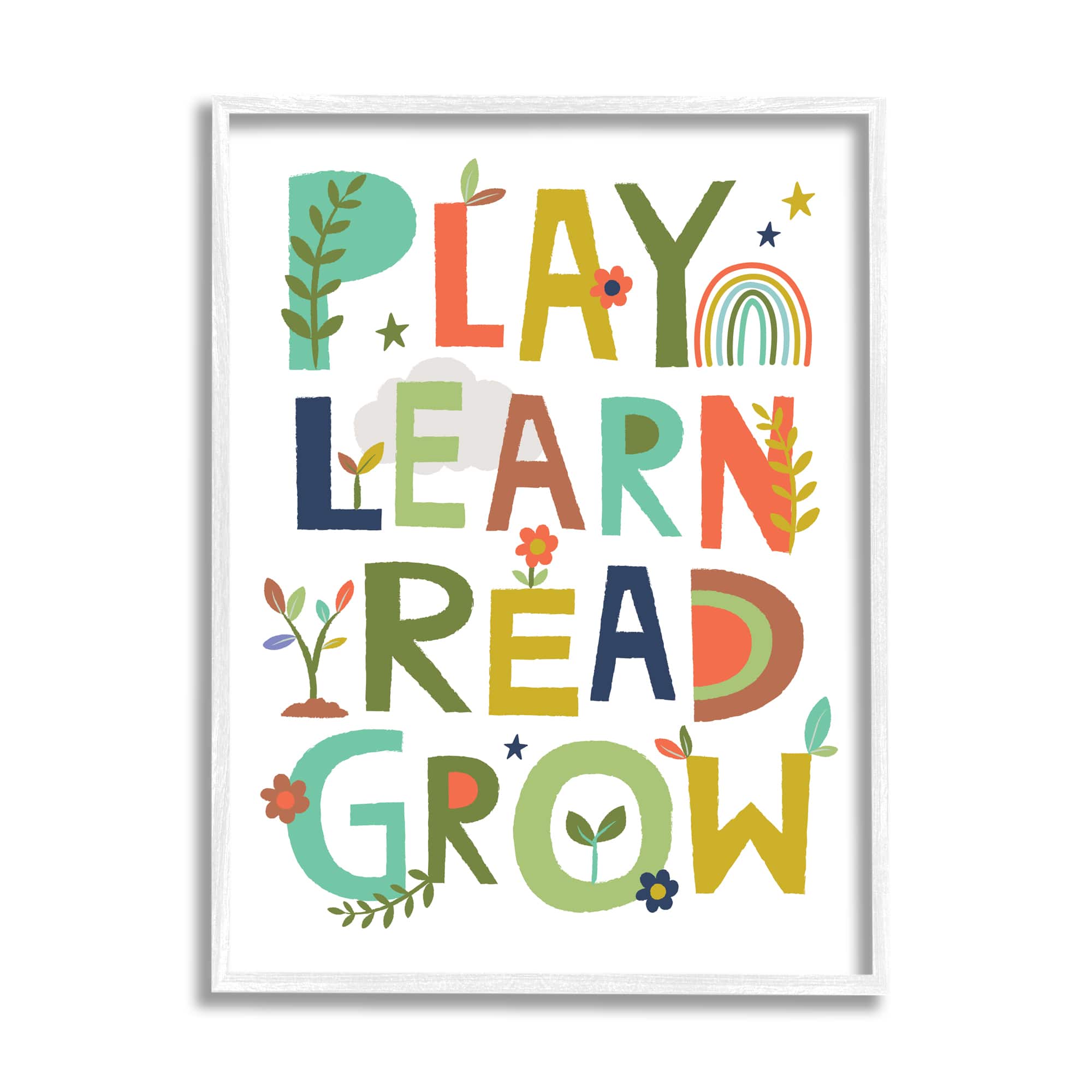 Stupell Industries Play Learn Read Grow Children's Typography Rainbow ...