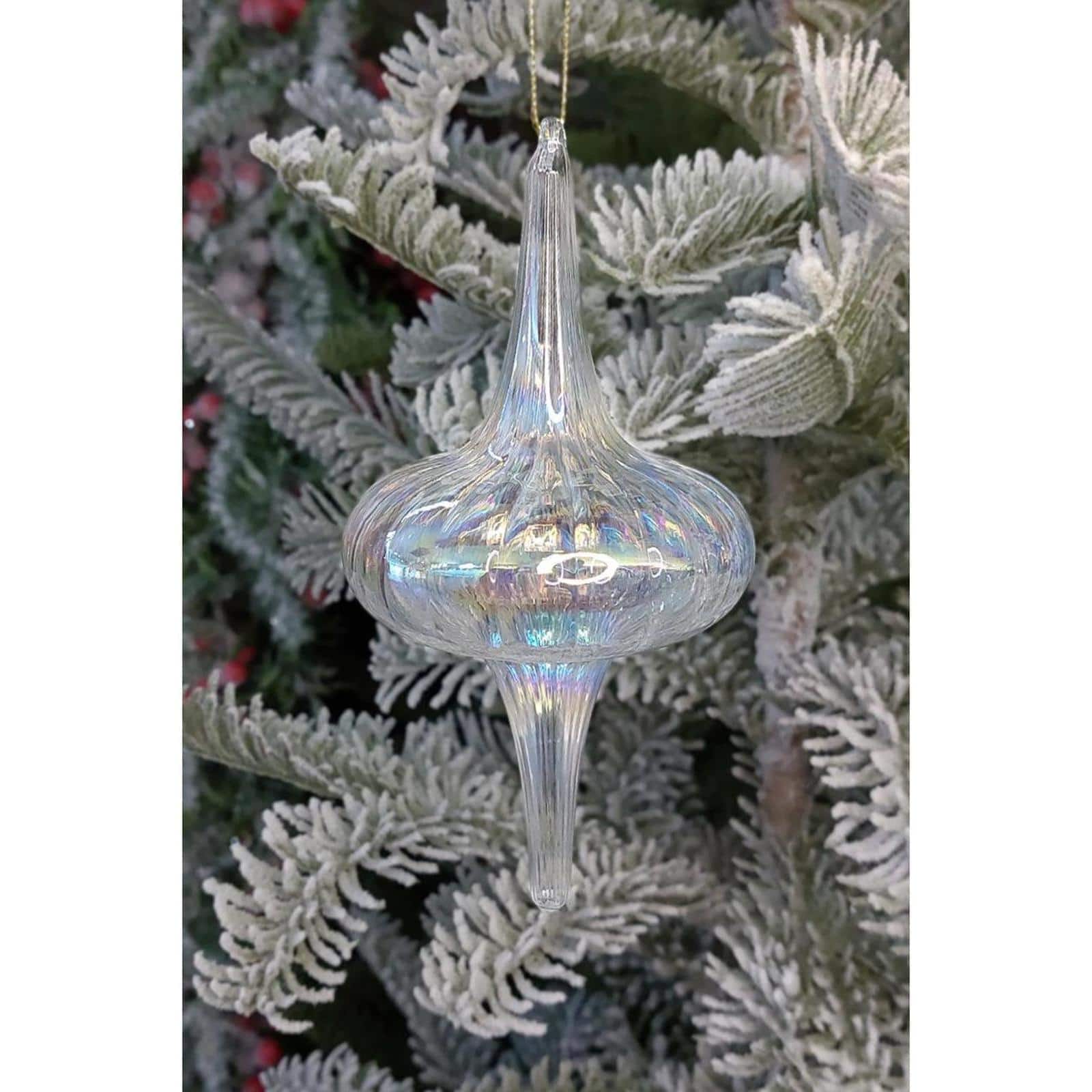 Wizardi 6" White Twisted Spire Glass Christmas Ornament | Michaels