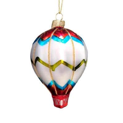 Wizardi 11.81" Colorful Hot Air Balloon Christmas Glass Ornament | Michaels