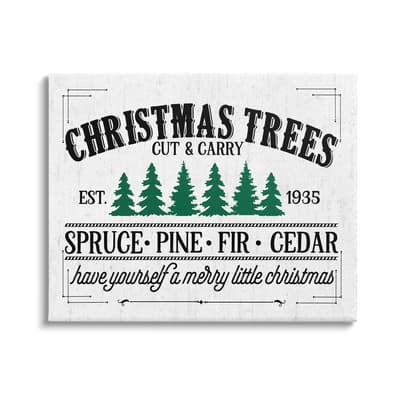 Stupell Industries Christmas Trees Vintage Sign Canvas Wall Art, Size ...