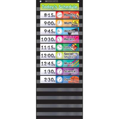 Black Daily Schedule Pocket Chart with Cards | Michaels