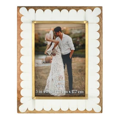 5" x 7" White Scallop & Wood Frame by Ashland® | Michaels