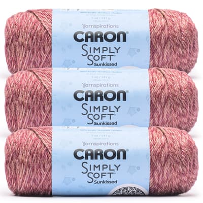 3 Pack Caron® Simply Soft Sunkissed™ Tonal Yarn, Color: Plum Tonal ...